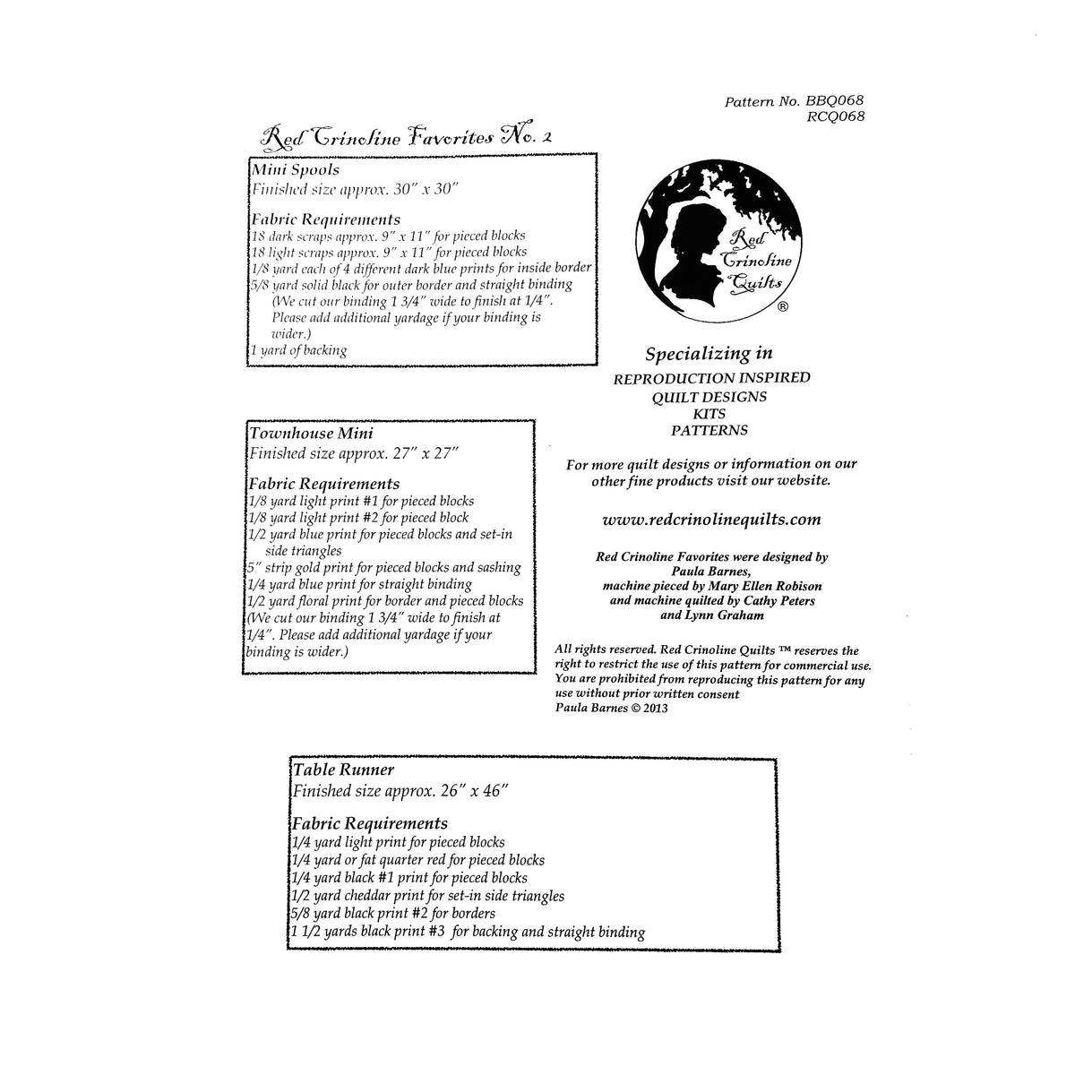 Red Crinoline's Favorites Collection #2 – Windy Moon Quilts